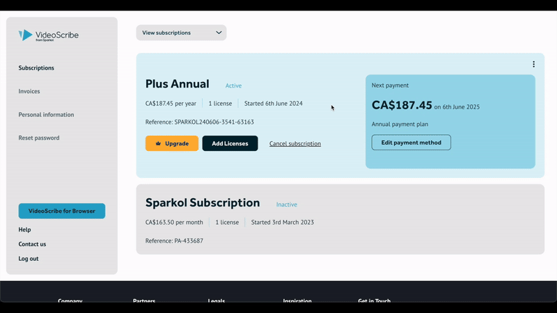 Cancelling your VideoScribe subscription